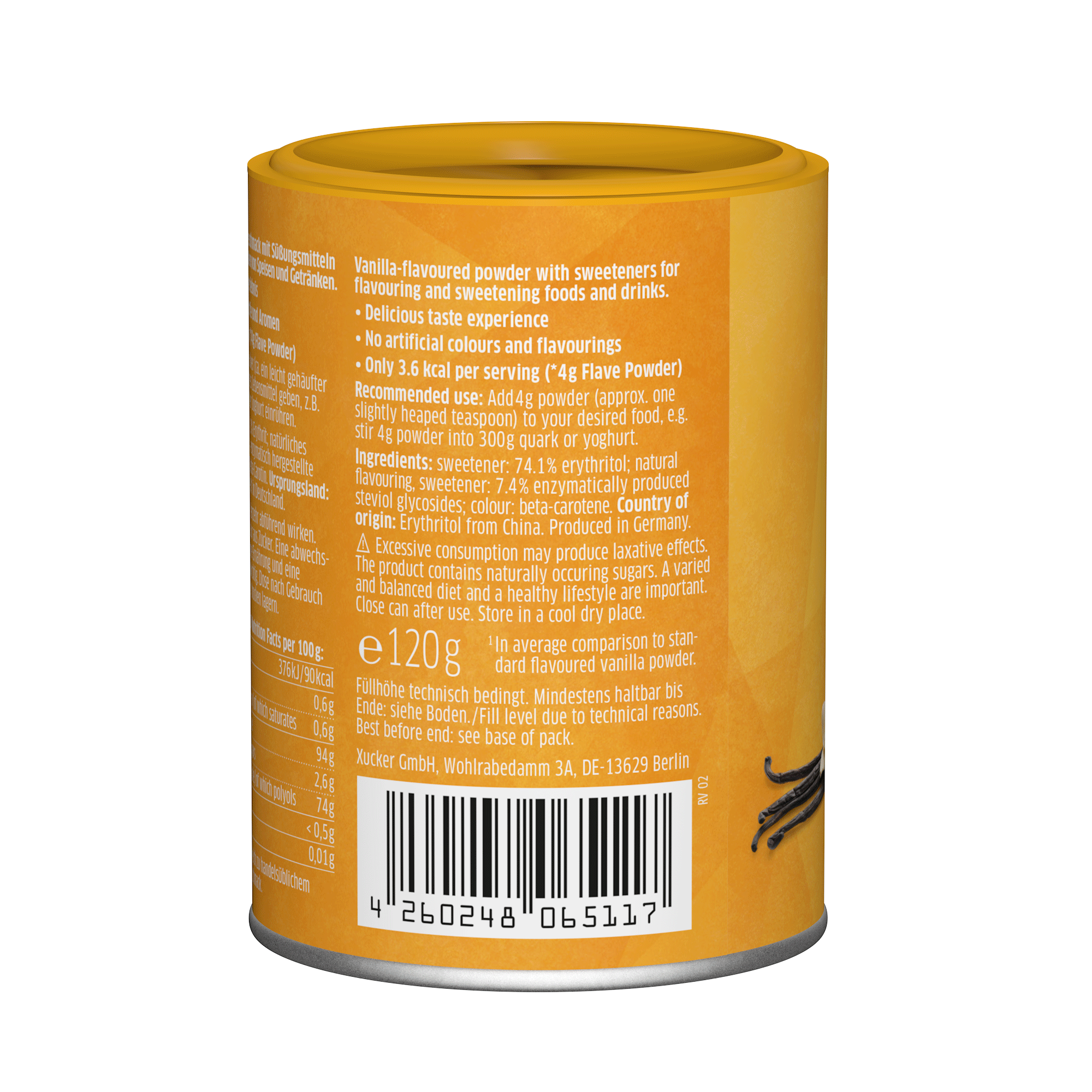 Flave Powder Vanilla: Geschmackspulver mit Vanillearoma